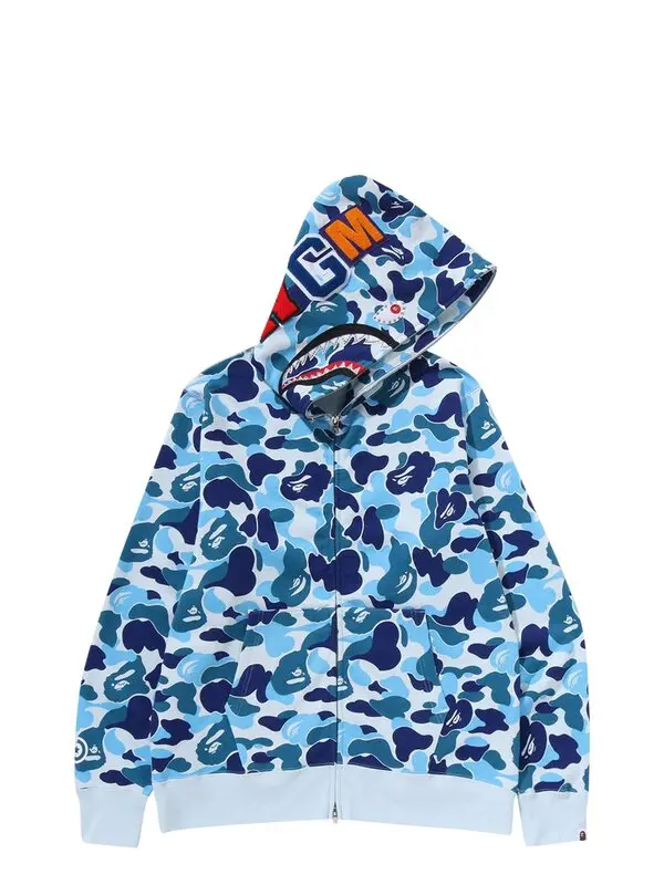 A BATHING APE Abc Camo Crystal Stone Shark Full Zip Hoodie - Blue