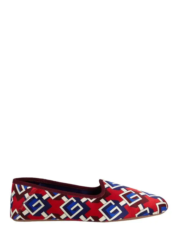 Gucci Geometric G Print Satin Slipper - Red