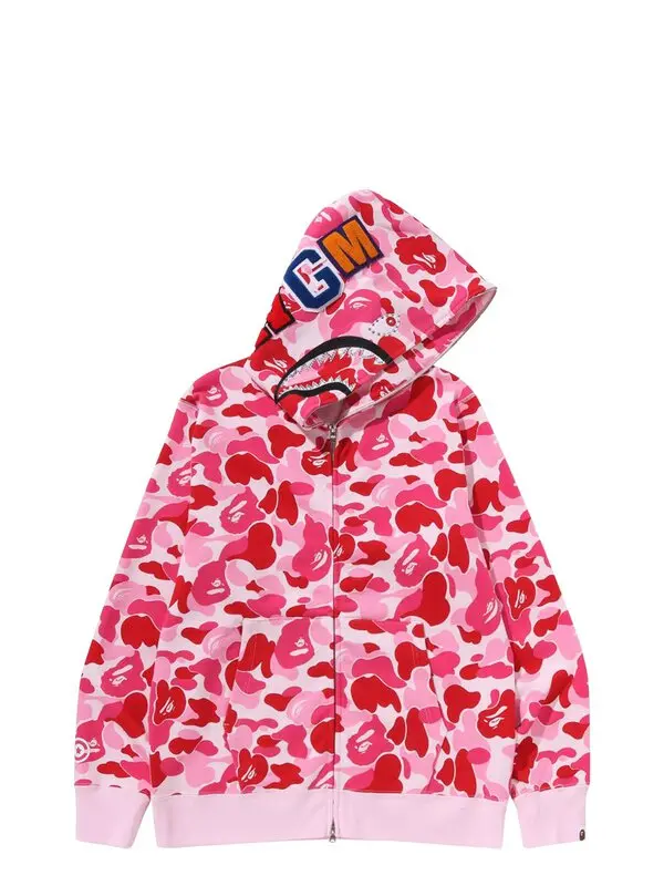 A BATHING APE Abc Camo Crystal Stone Shark Full Zip Hoodie - Pink