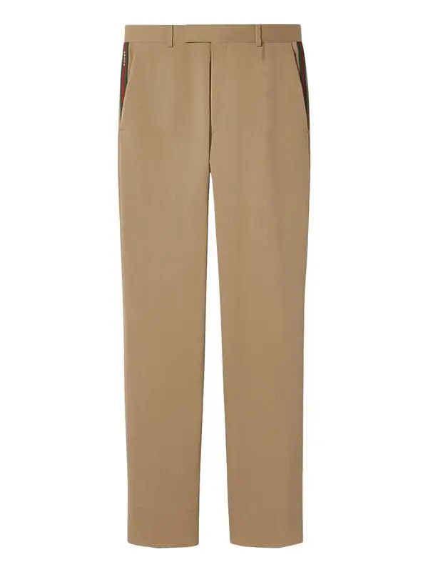 Gucci Web Triband Gabardine Trousers - Tan