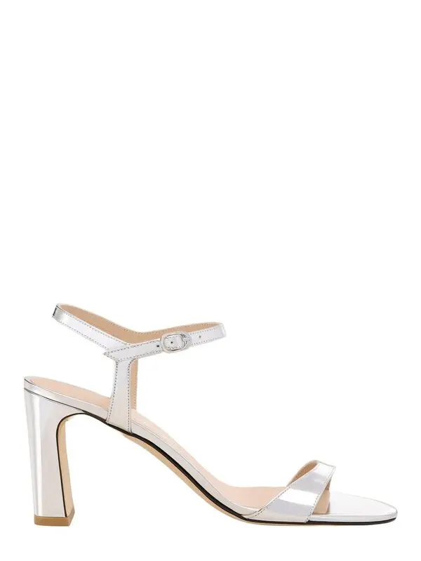 STUART WEITZMAN Babette Patent Ankle-strap Sandals - Silver
