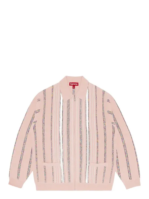Supreme Speckle Stripe Zip Up Cardigan - Pink