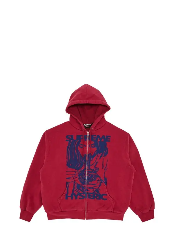 Supreme X Hysteric Glamour Thermal Lined Zip Up Hooded Sweatshirt - Red