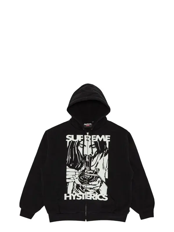 Supreme X Hysteric Glamour Thermal Lined Zip Up Hooded Sweatshirt - Black