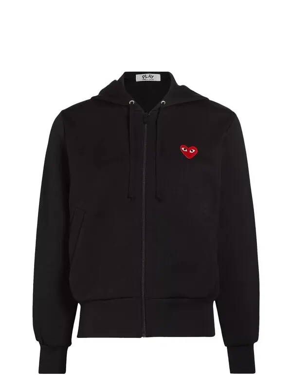 Play Comme Des Garcon Heart Logo Hooded Sweatshirt - Black