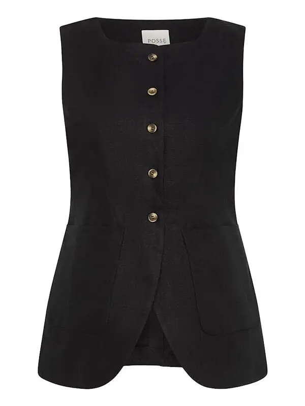 Posse Emma Linen Vest - Black