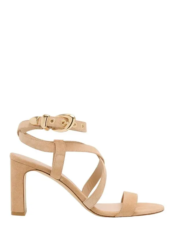 STUART WEITZMAN Maven Suede Block-heel Sandals - Beige