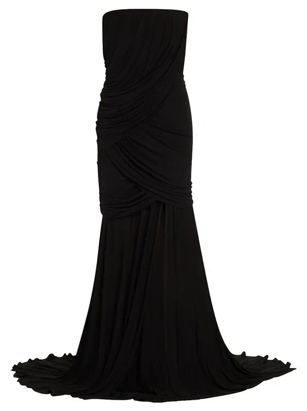 ATELIER PRABAL GURUNG Rooney Draped Jersey Strapless Mermaid Gown - Black