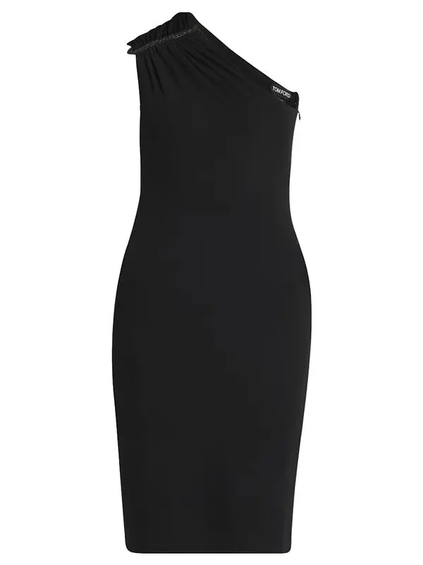 TOM FORD Strass Ruched One-shoulder Dress - Black