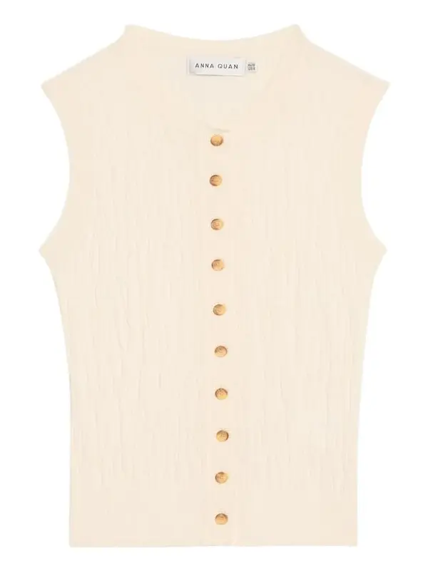 Anna Quan Serafina Button-front Knit Top - Silence
