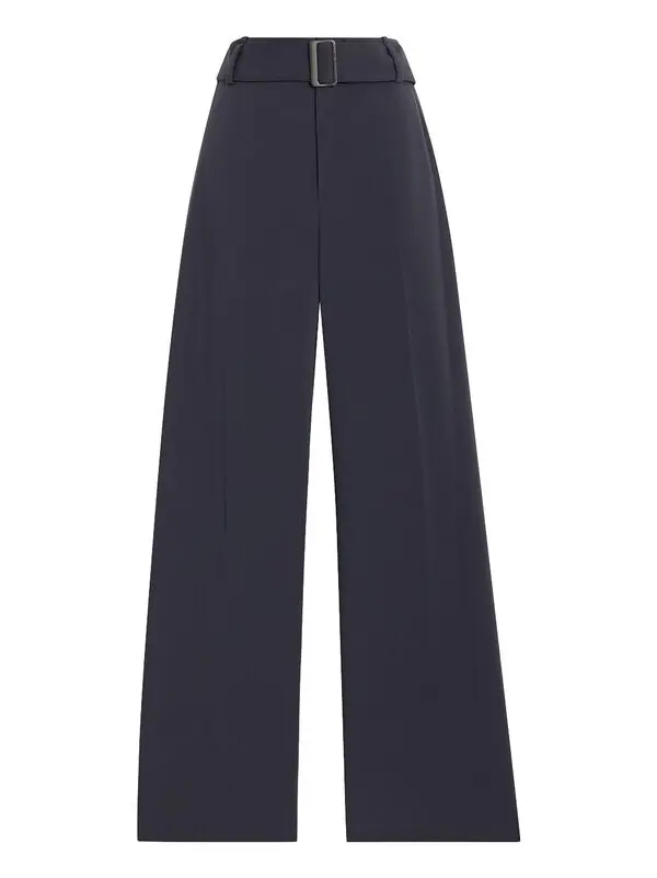 Vince Belted Crepe Wide-leg Pants - Charcoal