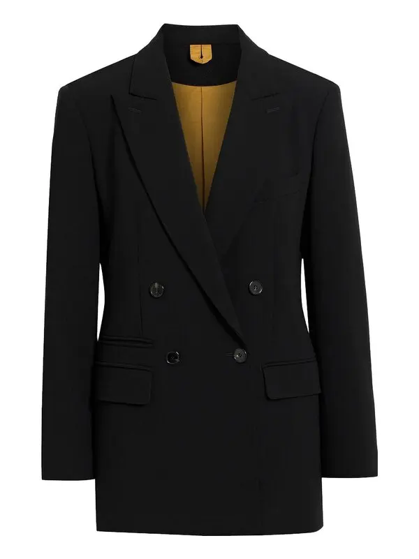 Max Mara Double-breasted Wool-blend Crepe Blazer - Black