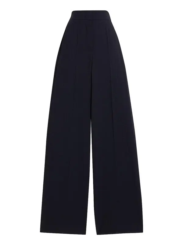 Max Mara Cervo Wool-blend Seersucker Wide-leg Pants - Midnight Blue