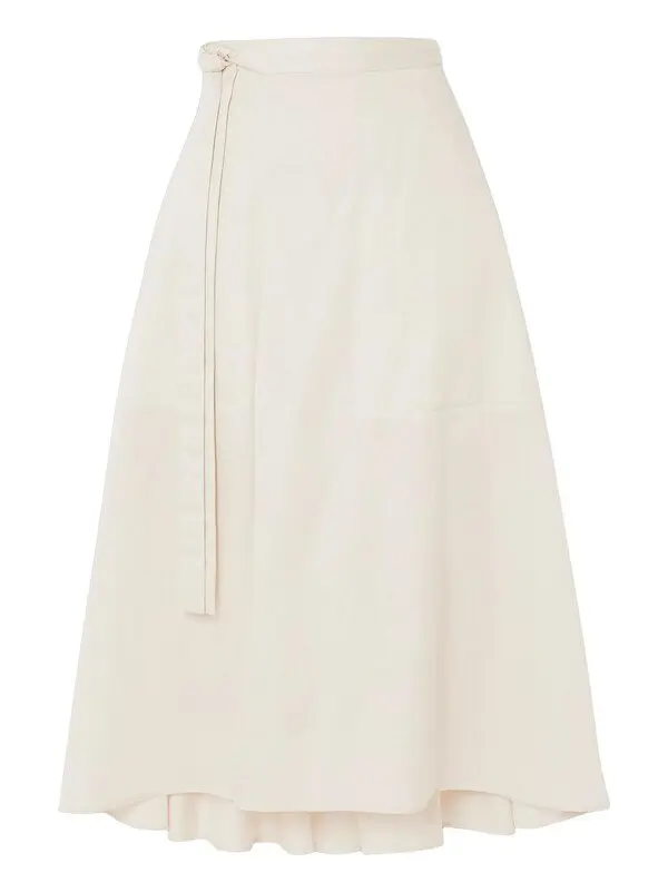 JOSEPH Alix Cotton Midi Wrap Skirt - Ivory