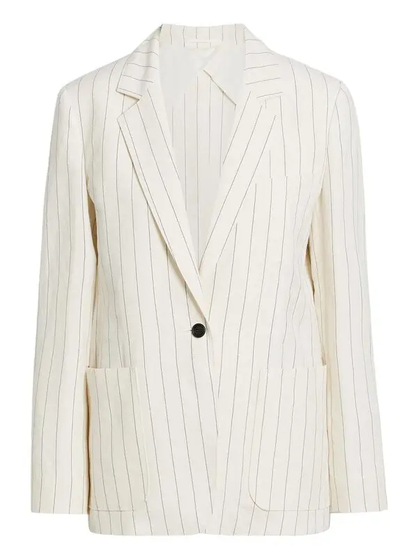 Max Mara Pinstriped Linen And Cotton-blend Blazer - Ivory