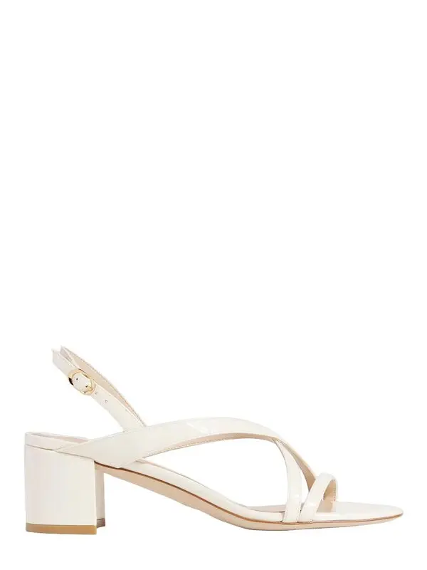 STUART WEITZMAN Oasis 50 Patent-leather Slingback Sandals - Cream