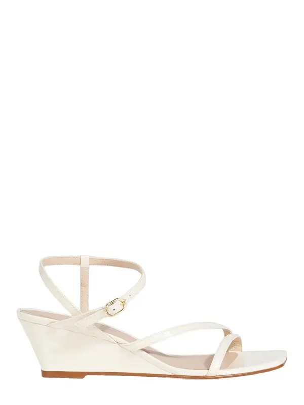 STUART WEITZMAN Oasis 50 Patent-leather Wedge Sandals - Ivory
