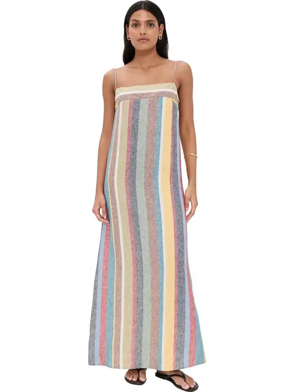 Staud Laura Linen Maxi Dress - Market Stripe