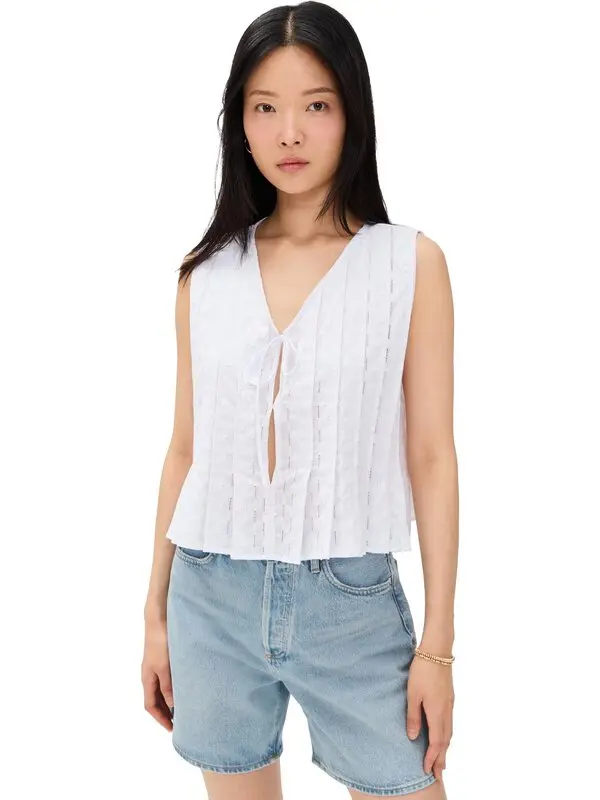 Lna Kala Eyelet Top - White