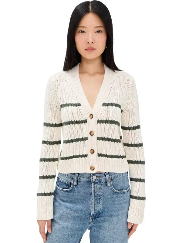 LA LIGNE Mini Marina Striped Cardigan - Cream/olive