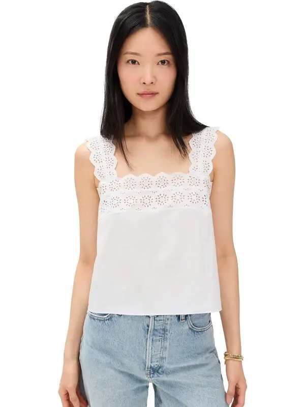 FRAME The Eyelet Tank - White