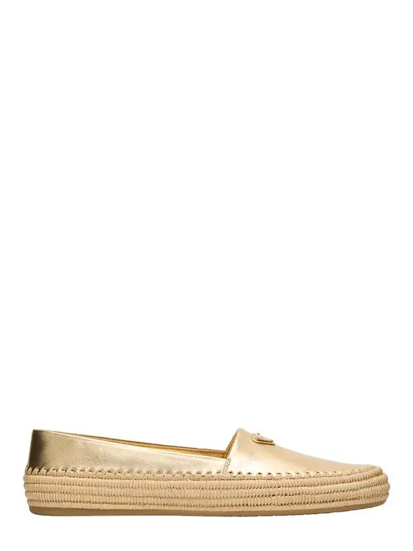 Prada Metallic Nappa Leather Espadrilles - Platino