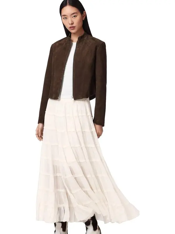 ALLSAINTS Eva Tiered Midi Skirt - White