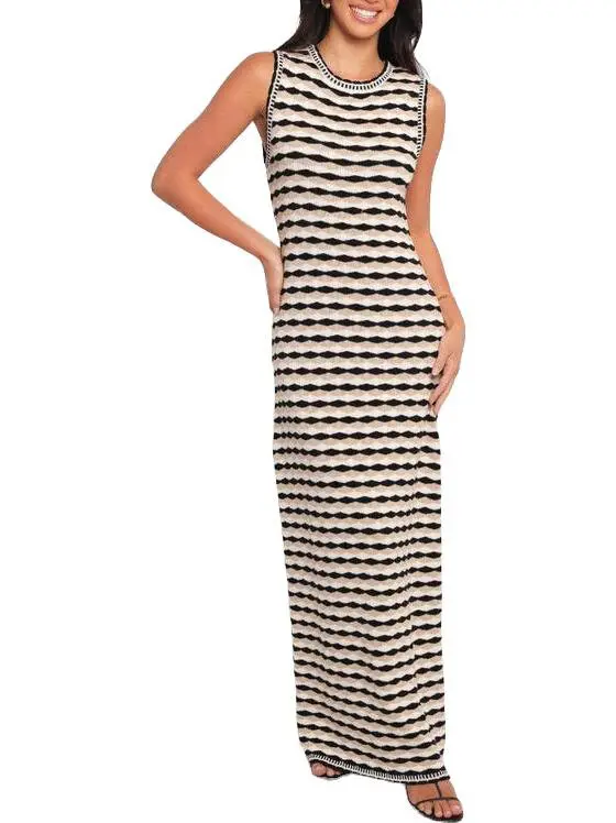 PETAL & PUP Maud Sleeveless Knit Maxi Dress - Black/white