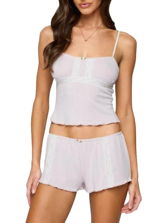 EDIKTED Sephi Lace Trim Pointelle Camisole - Light-pink