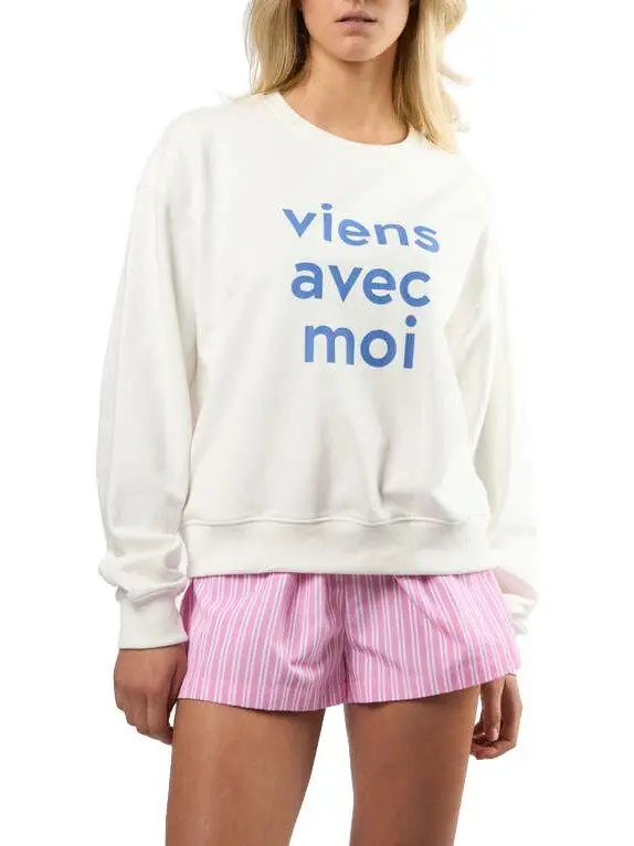VIENS AVEC MOI Graphic Sweatshirt - White