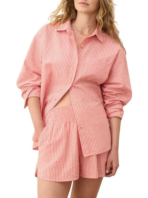 Marine Layer Gracey Seersucker Button-up Shirt - Hibiscus