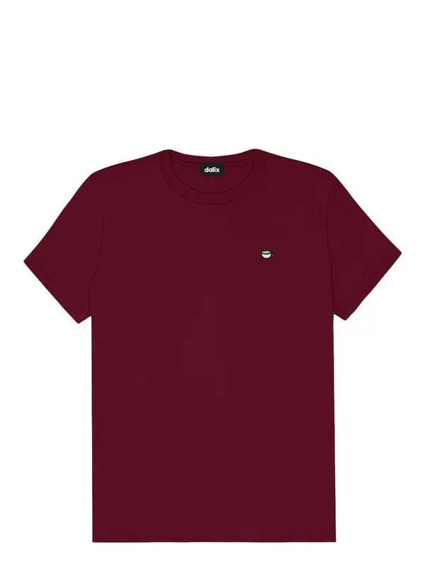 DALIX Relaxed Fit Jersey Tee With Lil Matcha Design - Maroon