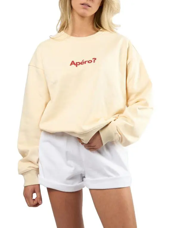 VIENS AVEC MOI Graphic Cotton Sweatshirt - Cream