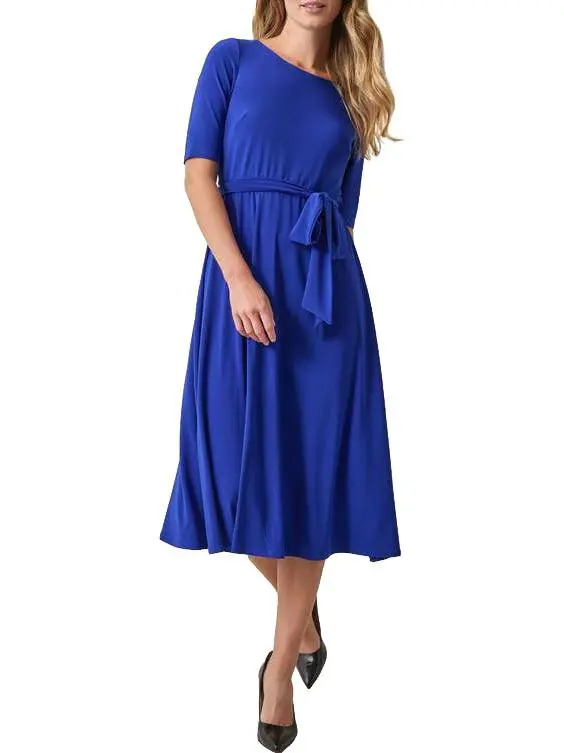 KASPER Tie Belt Fit & Flare Midi Dress - Royal Signature