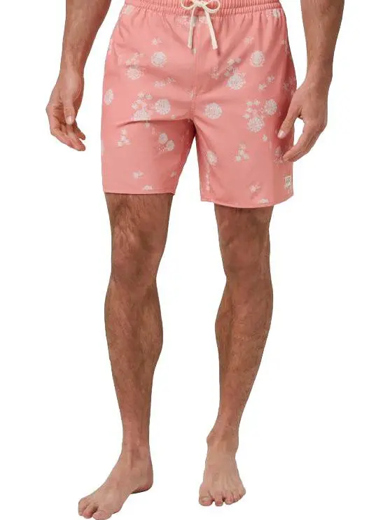 Travis Mathew Printed Swim Trunks - Terra Cotta