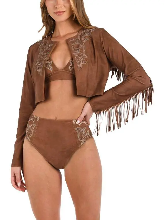L'Agence Adeline Bolero Crop Jacket - Bronze