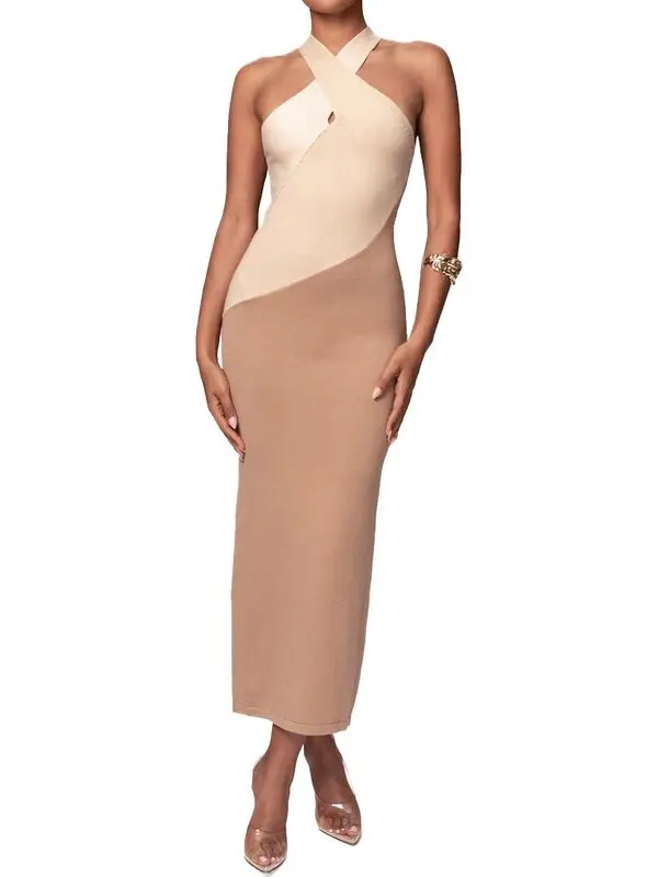 JLUXLABEL Sleeveless Knit Maxi Dress - Beige