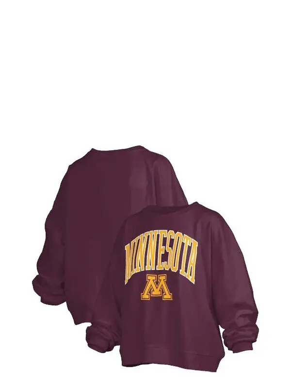 PRESSBOX Minnesota Golden Gophers Janise Oversized Pullover Sweatshirt - Maroon