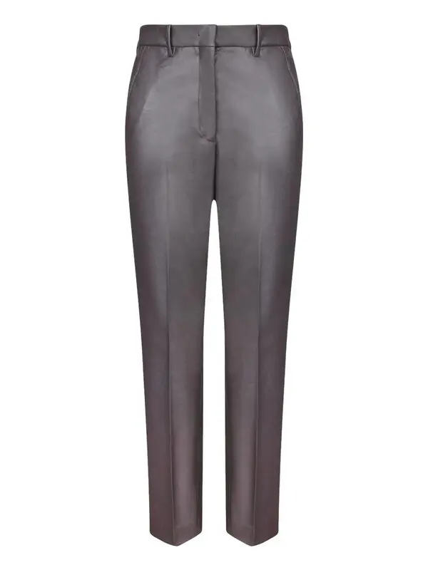 Incotex Faux Leather Trousers - Brown