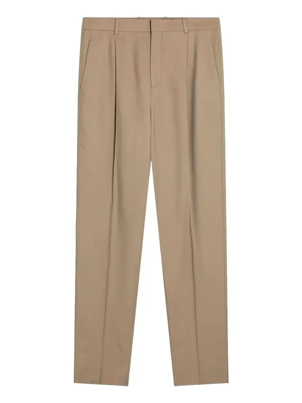 Saint Laurent Wool Carrot Fit Trousers - Beige
