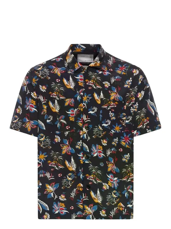 Sacai Floral Print Short-sleeve Shirt - Black