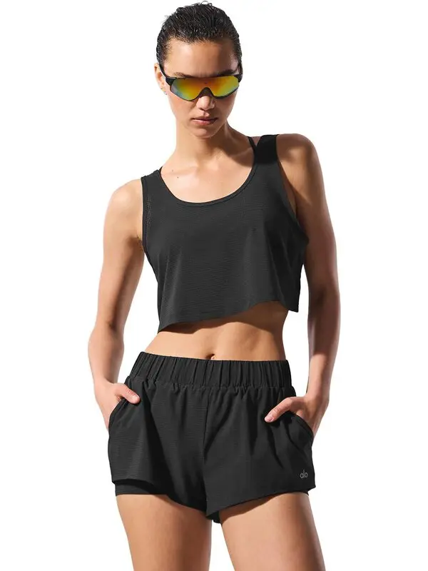 Alo Yoga Cropped Sport Star Tank Top - Black