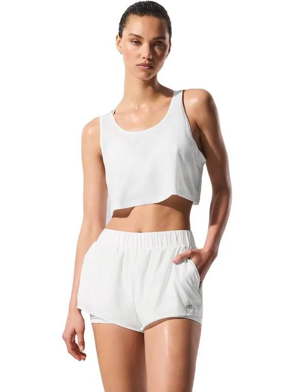 Alo Yoga Cropped Sport Star Tank Top - White