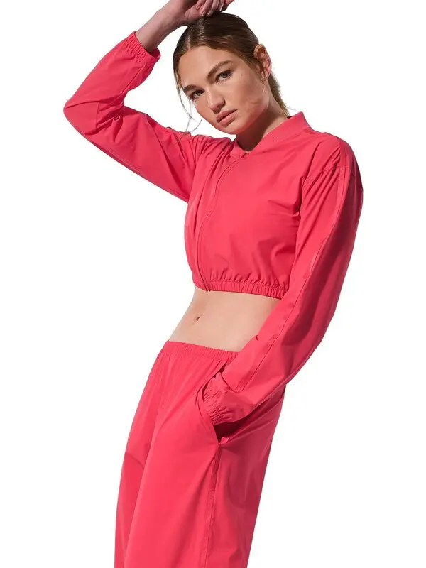 Alo Yoga Cropped Full-zip Jacket - Candy Red