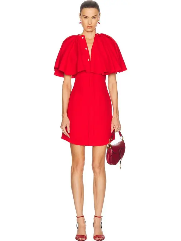 Ami Shirt Dress With Cape Styling - Poppy