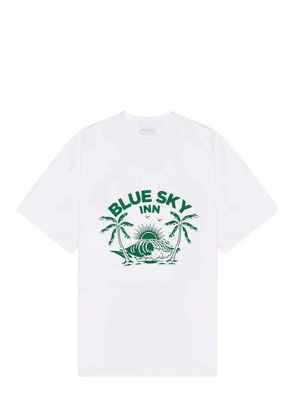 BLUE SKY INN Green Wave T-shirt - White