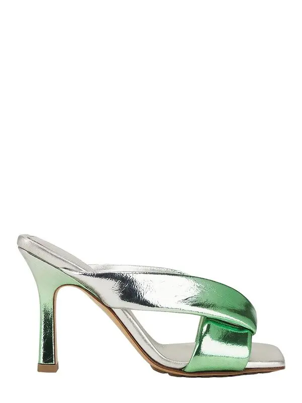 Bottega Veneta Mule Sandal - Silver & Fresh Mint