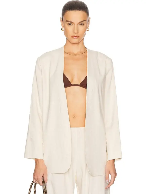 LESET Belle Collarless Blazer - Oat