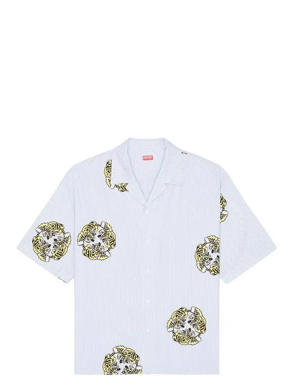 Kenzo X Verdy Collection Hawaiian Short Sleeve Shirt In Blue - Sky Blue