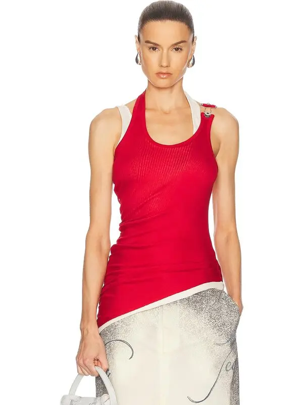 Jean Paul Gaultier Tank Top - Red & Ecru
